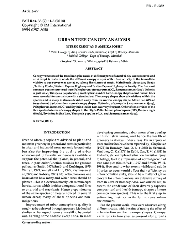 (PDF) Urban Tree Canopy Analysis