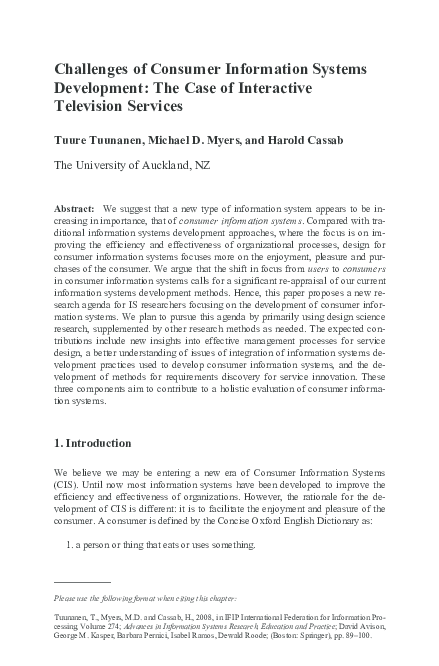 (PDF) Challenges of Consumer Information Systems Development: The Case ...