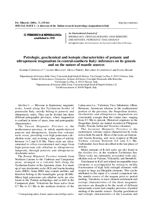 (PDF) Petrologic and Isotopic characteristics of potassic and ...