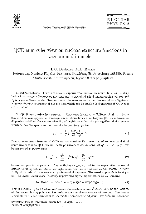 Pdf Qcd Sum Rules View On Nucleon Structure Functions In Vacuum And