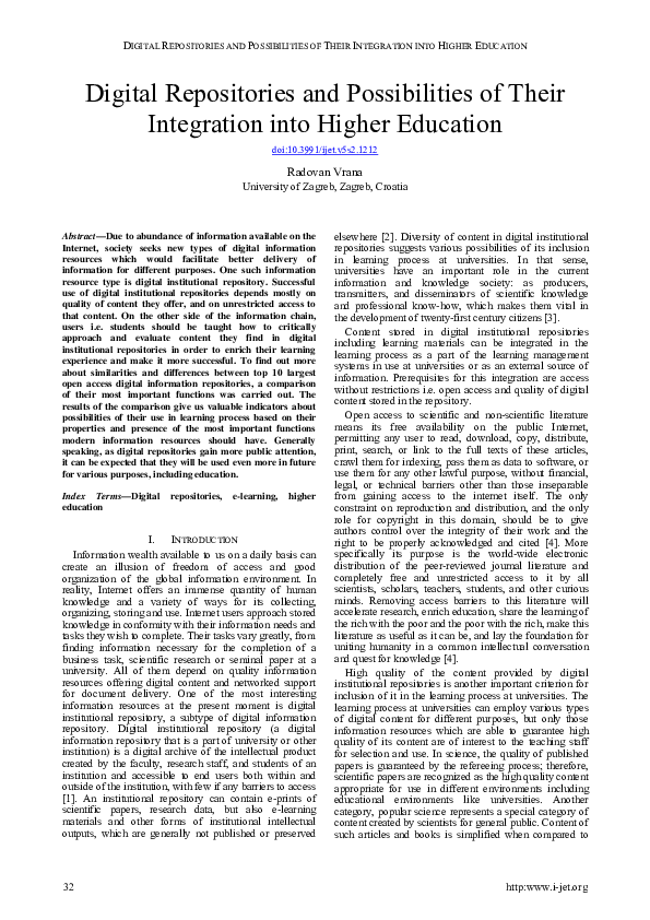 (PDF) Digital Repositories and Possibilities of Their Integration into ...