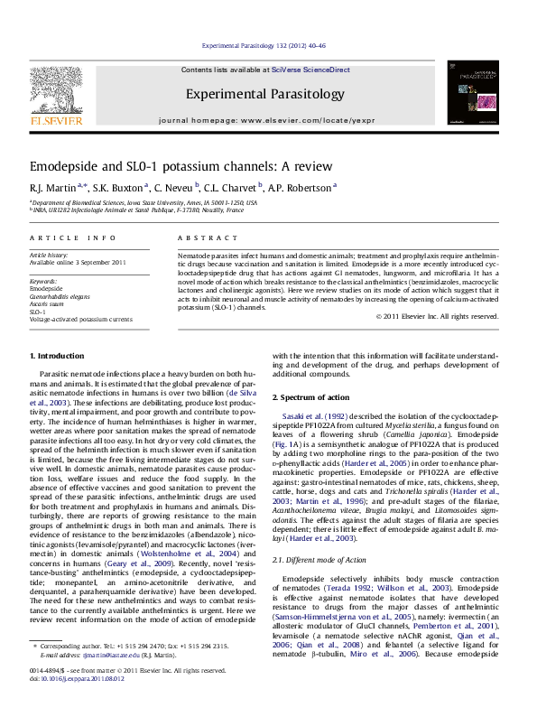 (PDF) Emodepside and SL0-1 potassium channels: A review