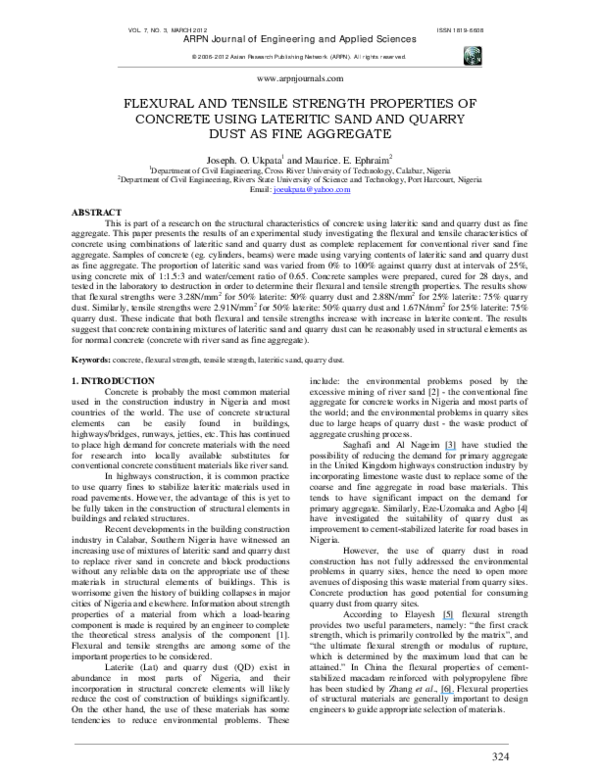 (PDF) Flexural and Tensile Strength Properties of Concrete Using ...