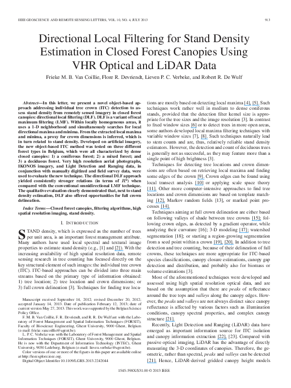 (PDF) Directional Filtering for Forest Density Estimation