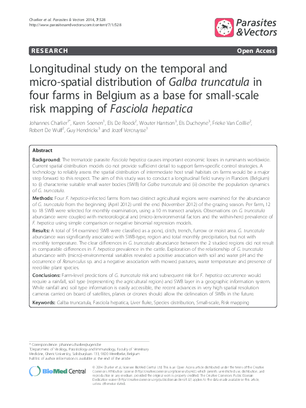 (PDF) Spatial patterns of Fasciola hepatica and Calicophoron daubneyi ...