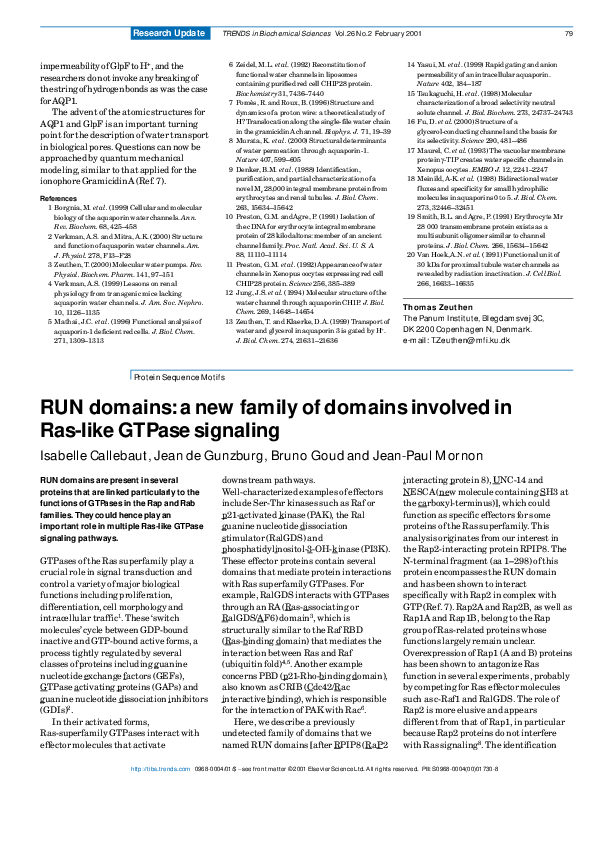 (PDF) RUN domains: a new family of domains involved in Ras-like GTPase ...