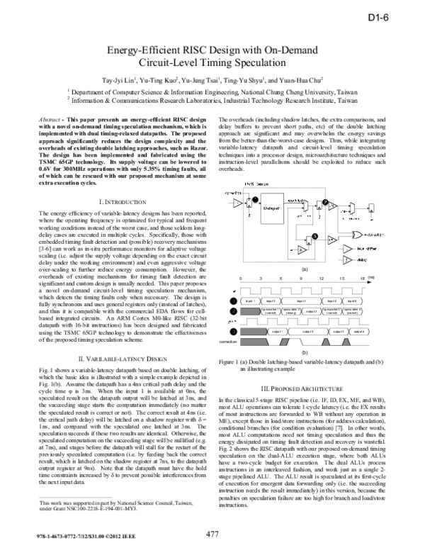 (PDF) Energy-efficient RISC design with on-demand circuit-level timing speculation