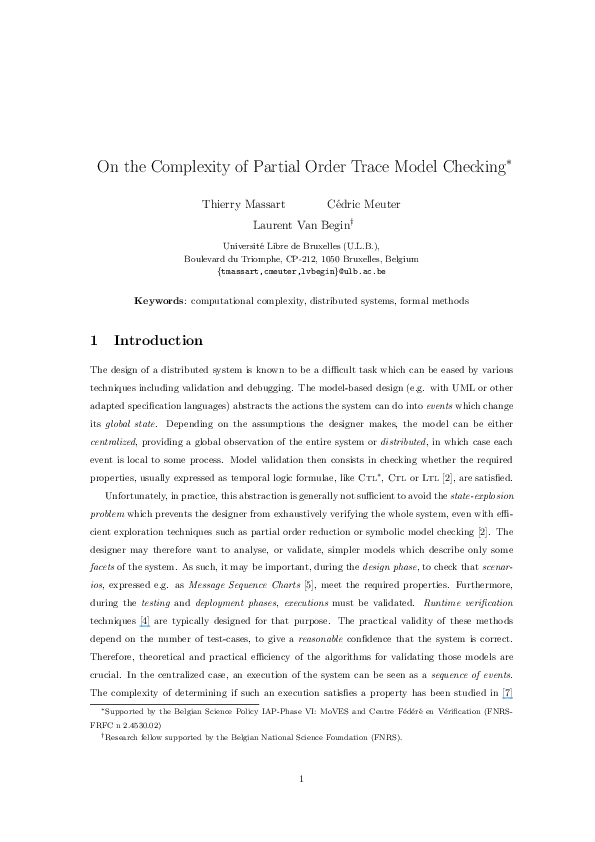 (PDF) On the complexity of partial order trace model checking