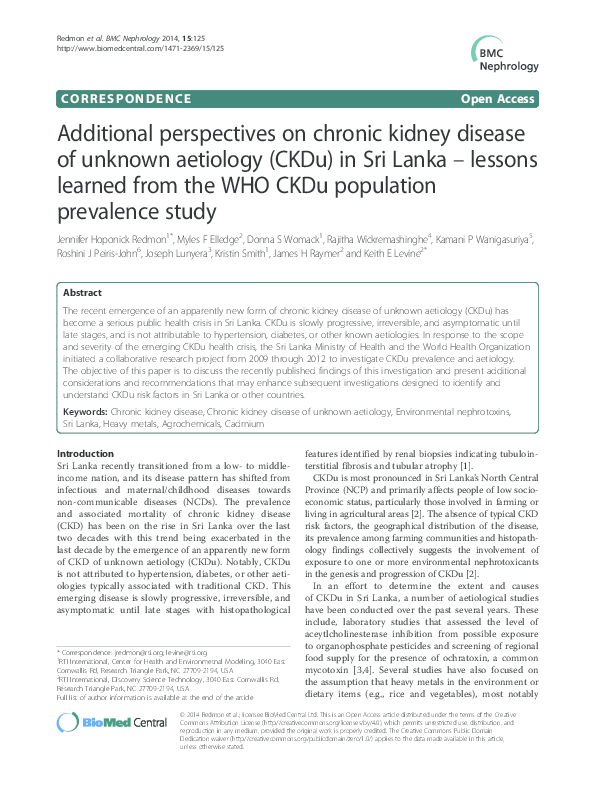 (PDF) Additional perspectives on chronic kidney disease of unknown ...