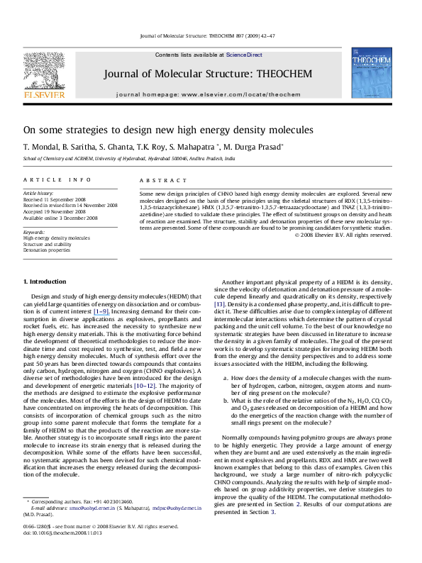 (PDF) On some strategies to design new high energy density molecules
