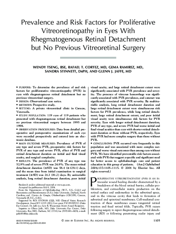 (PDF) Prevalence and risk factors for proliferative vitreoretinopathy ...