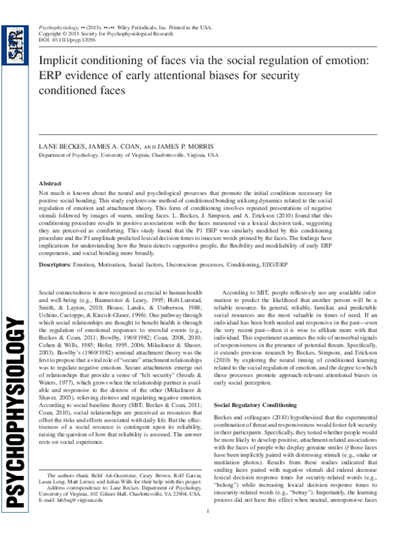 (PDF) Implicit conditioning of faces via the social regulation of ...
