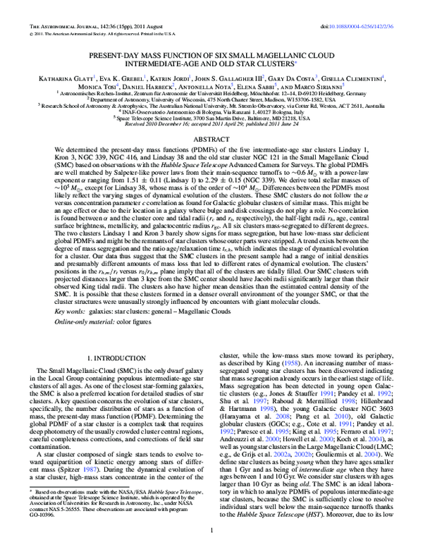 (PDF) PRESENT-DAY MASS FUNCTION OF SIX SMALL MAGELLANIC CLOUD ...