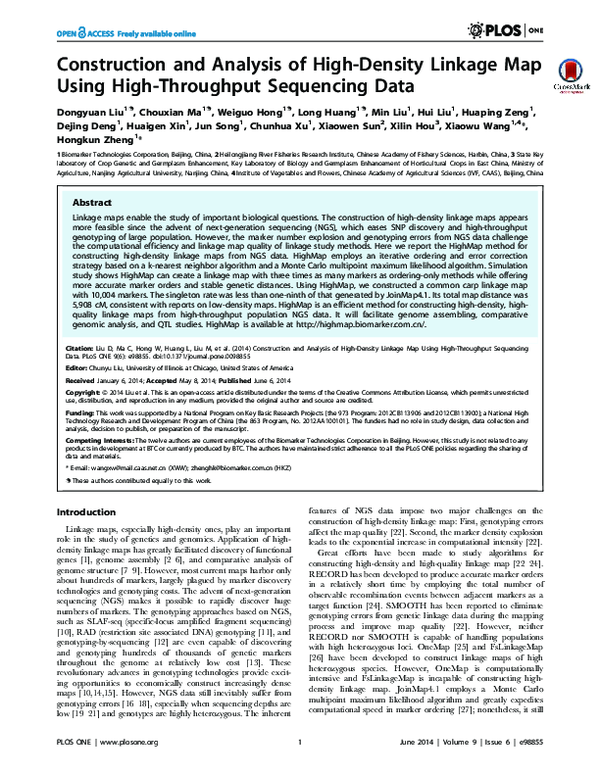 Pdf Construction And Analysis Of High Density Linkage Map Using High Throughput Sequencing 