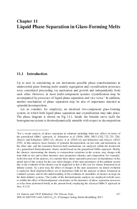 (PDF) Liquid Phase Separation in Glass-Forming Melts