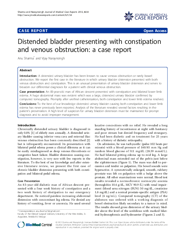 (PDF) Distended bladder presenting with constipation and venous ...