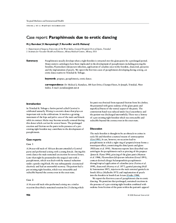 (PDF) Case report: paraphimosis due to erotic dancing