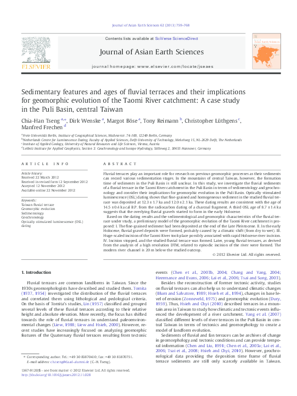 (PDF) Implications from Sedimentary records in Fluvial Terraces for ...