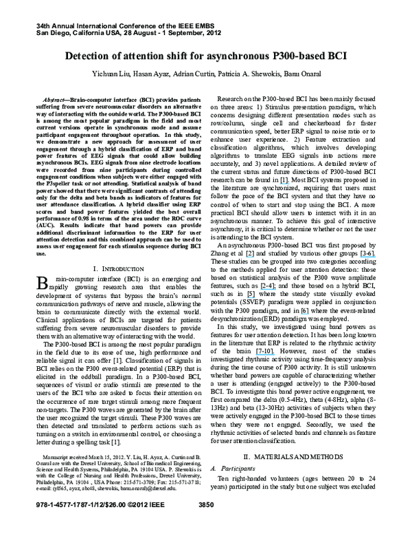 Pdf Detection Of Attention Shift For Asynchronous P300 Based Bci