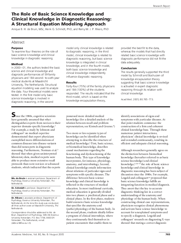 (PDF) The Role of Basic Science Knowledge and Clinical Knowledge in ...