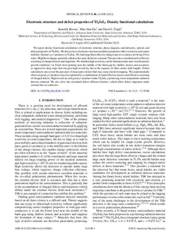 Pdf Electronic Structure And Defect Properties Of B 6 O From Hybrid Functional And Many Body