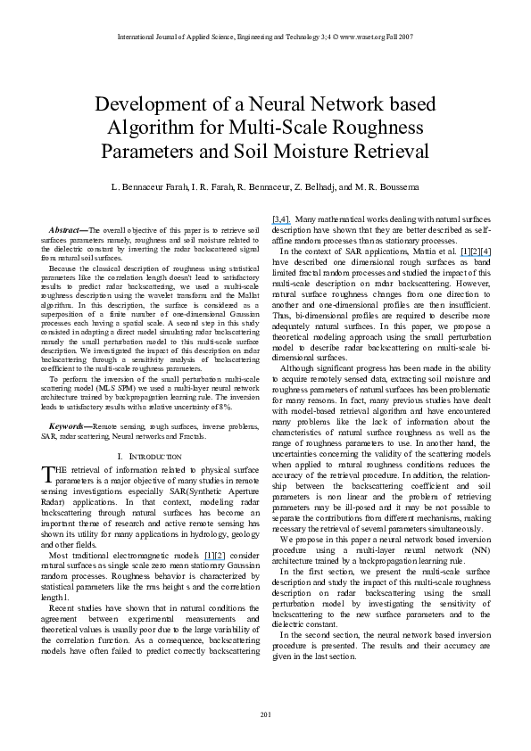 Pdf Development Of A Neural Network Based Algorithm For Radar