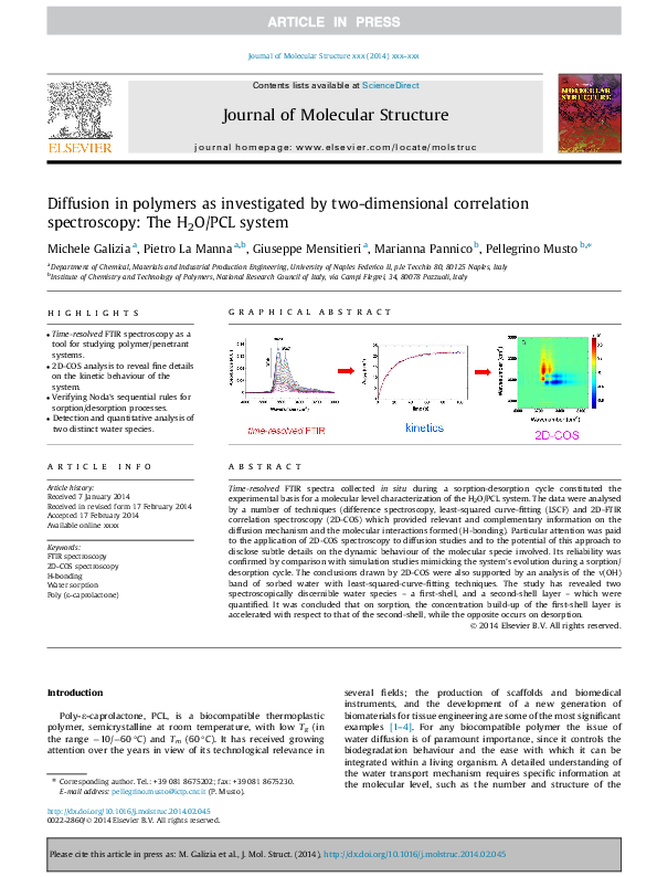 (PDF) Diffusion in polymers as investigated by two-dimensional correlation spectroscopy: The H2O ...