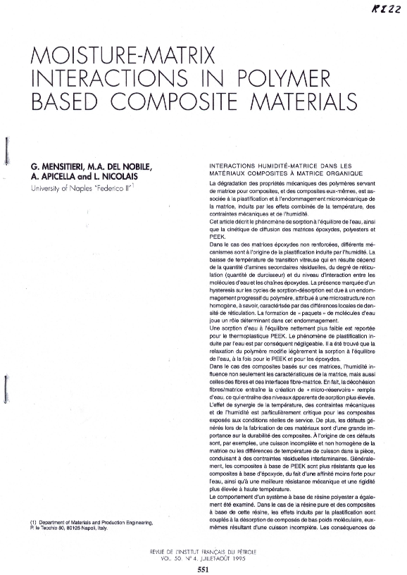 (PDF) Moisture-Matrix Interactions in Polymer Based Composite Materials