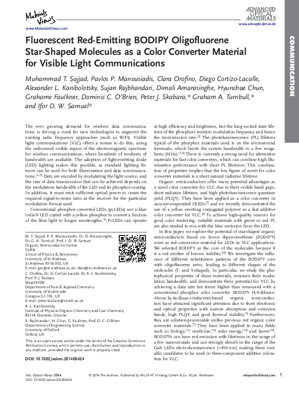 (PDF) Fluorescent Red-Emitting BODIPY Oligofluorene Star-Shaped ...