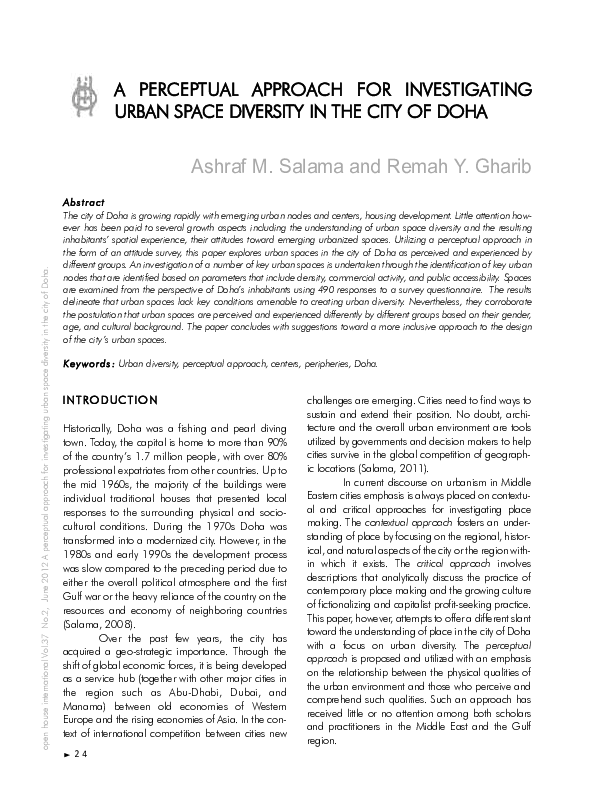 (PDF) A Perceptual Approach for Investigating Urban Space Diversity in ...