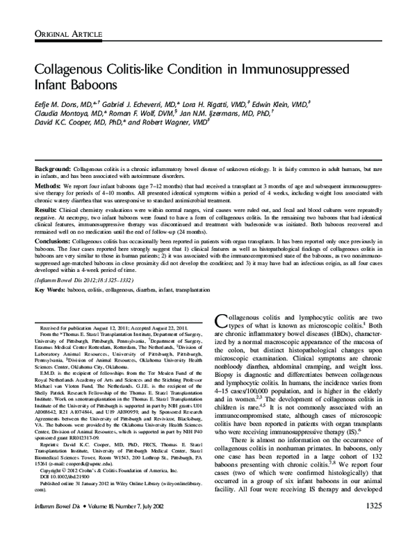 (PDF) Collagenous Colitis-like Condition in Immunosuppressed Infant ...