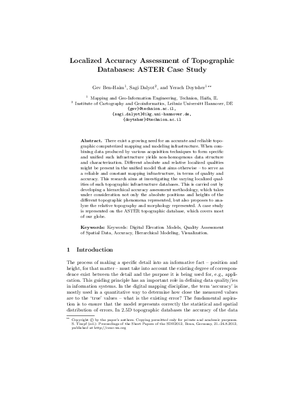 (PDF) Localized Accuracy Assessment of Topographic Databases: ASTER Case Study