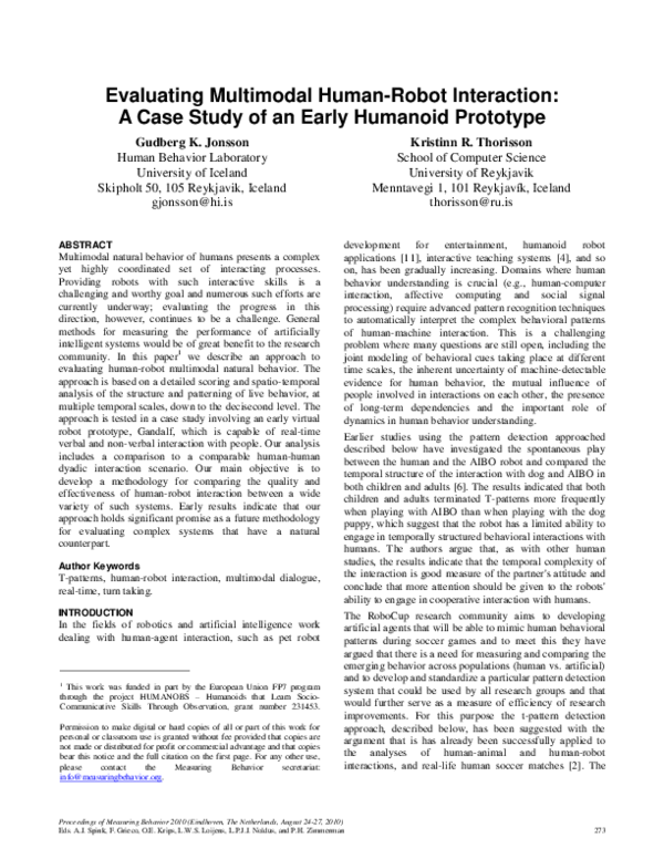 Evaluating multimodal human-robot interaction