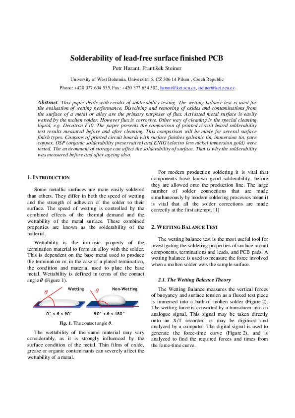 (PDF) Solderability of lead-free surface finished PCB