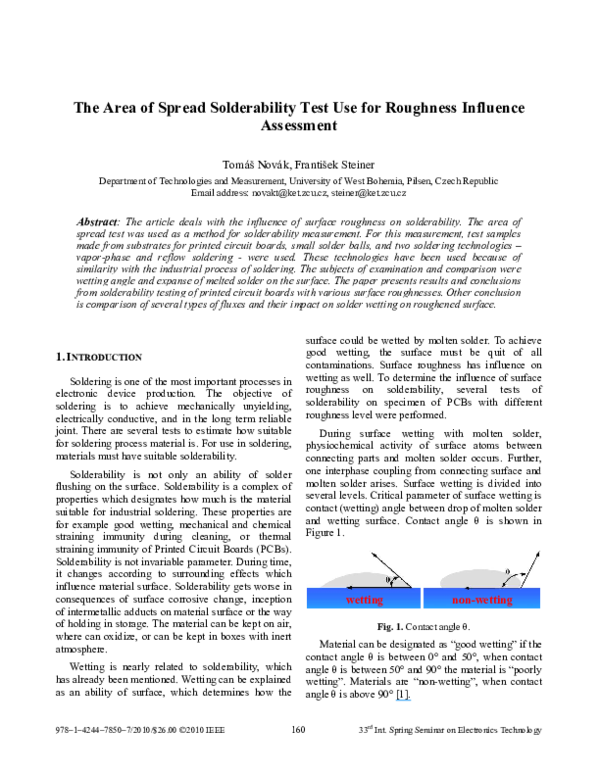 (PDF) The area of spread solderability test use for roughness influence ...