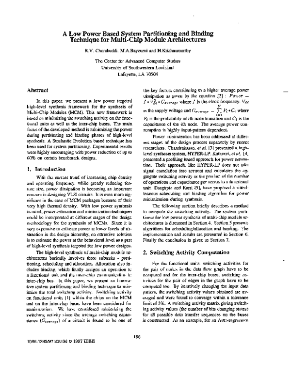 (PDF) A low power based system partitioning and binding technique for multi-chip module ...