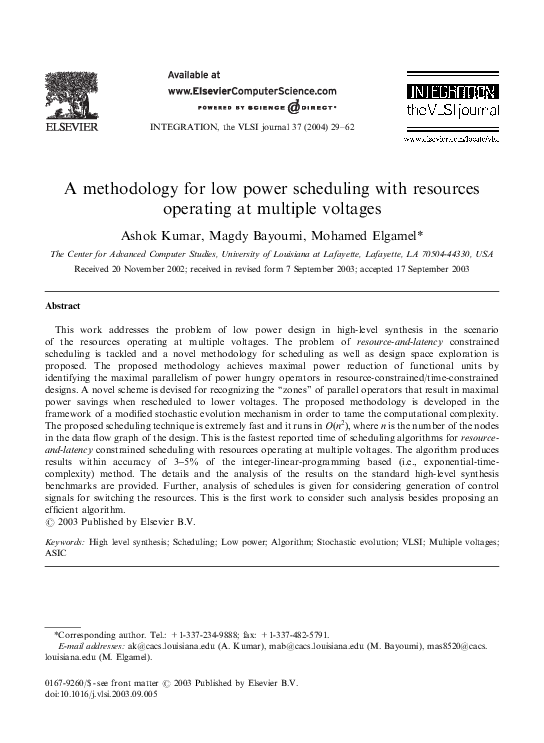 (PDF) A methodology for low power scheduling with resources operating at multiple voltages