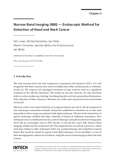 (PDF) Narrow Band Imaging (NBI) — Endoscopic Method for Detection of ...