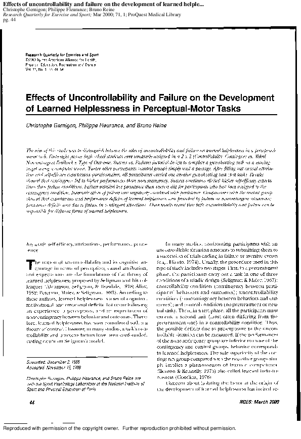 (PDF) Effects of Uncontrollability and Failure on the Development of ...