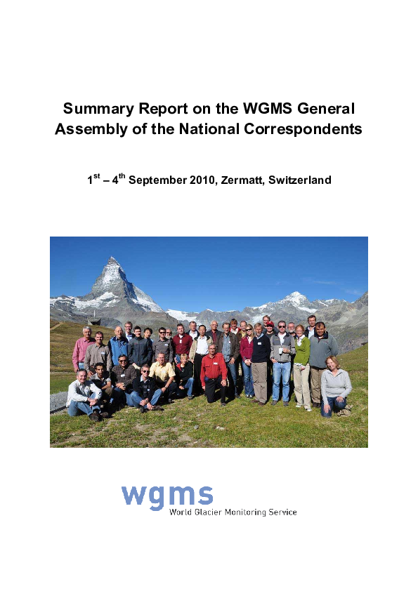 (PDF) WGMS (2010): Summary report on the WGMS General Assembly of the ...