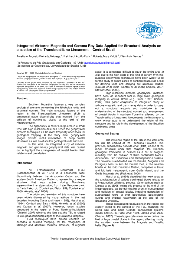 (PDF) Integrated Airborne Magnetic and Gamma-Ray Data Applied for Structural Analysis on a ...