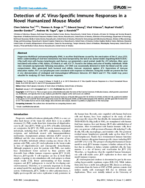 (PDF) Detection of JC Virus-Specific Immune Responses in a Novel ...