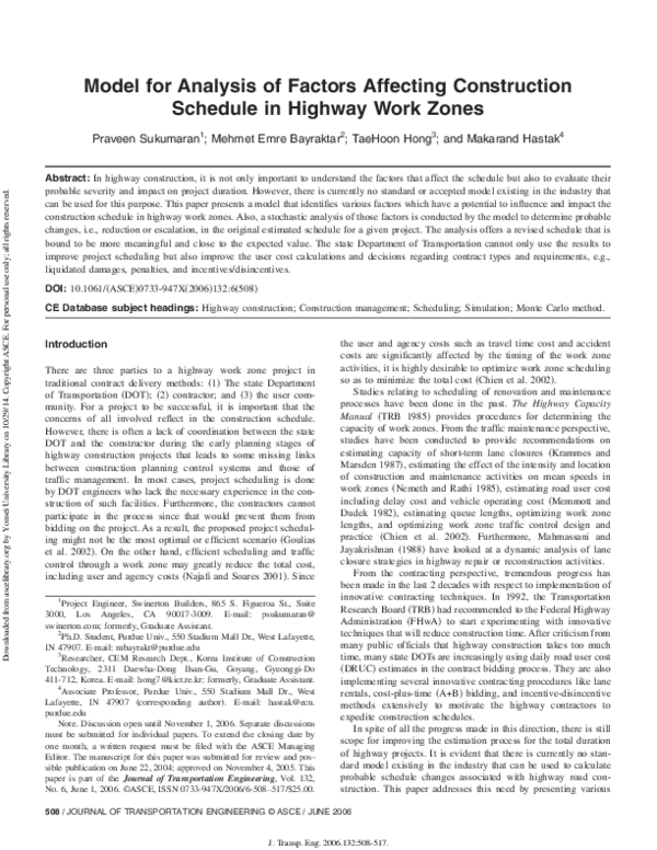 (PDF) Model for Analysis of Factors Affecting Construction Schedule in ...