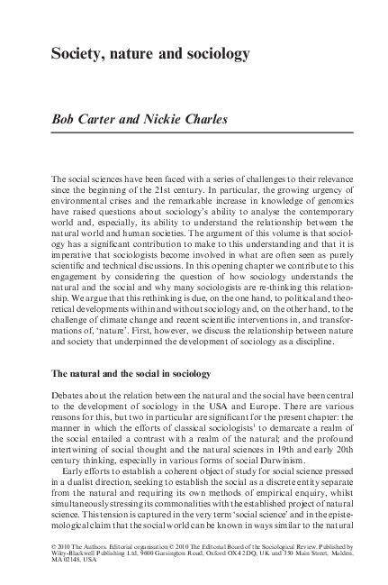 (PDF) Society, nature and sociology