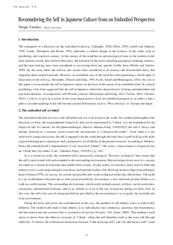 (PDF) Reconsidering the Self in Japanese Culture from an Embodied ...