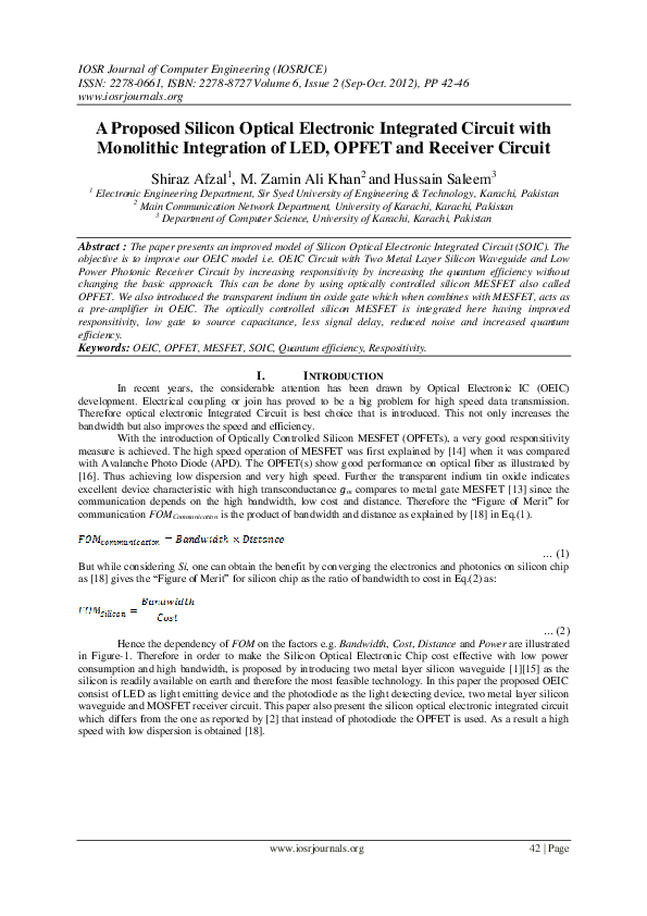 (PDF) A Proposed Silicon Optical Electronic Integrated Circuit with ...