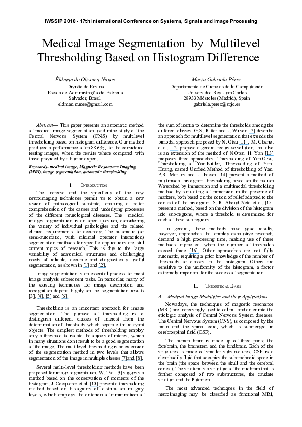 Pdf Multilevel Thresholding For Cns Image Segmentation 4151