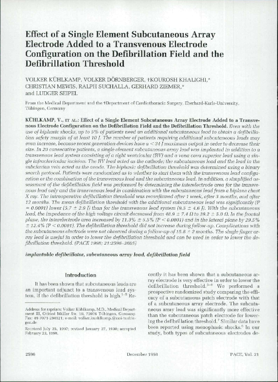(PDF) Effect of a Single Element Subcutaneous Array Electrode Added to ...
