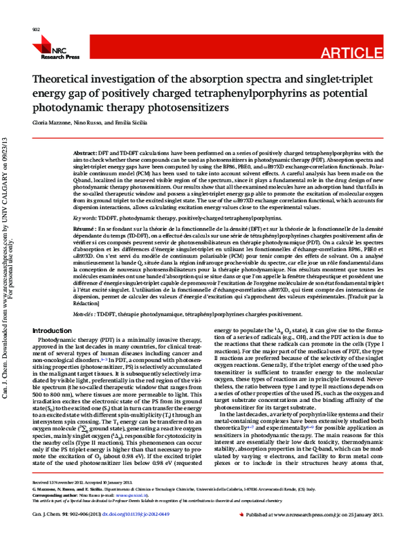 (PDF) Theoretical investigation of the absorption spectrum of ...