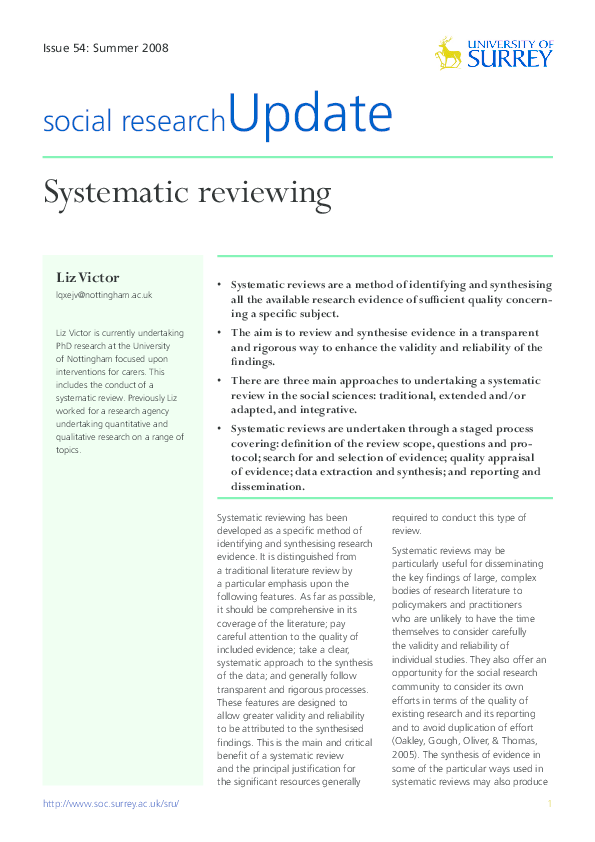 (PDF) Systematic Reviewing